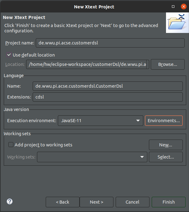 Tutorials Creating A New Dsl Project With Xtext